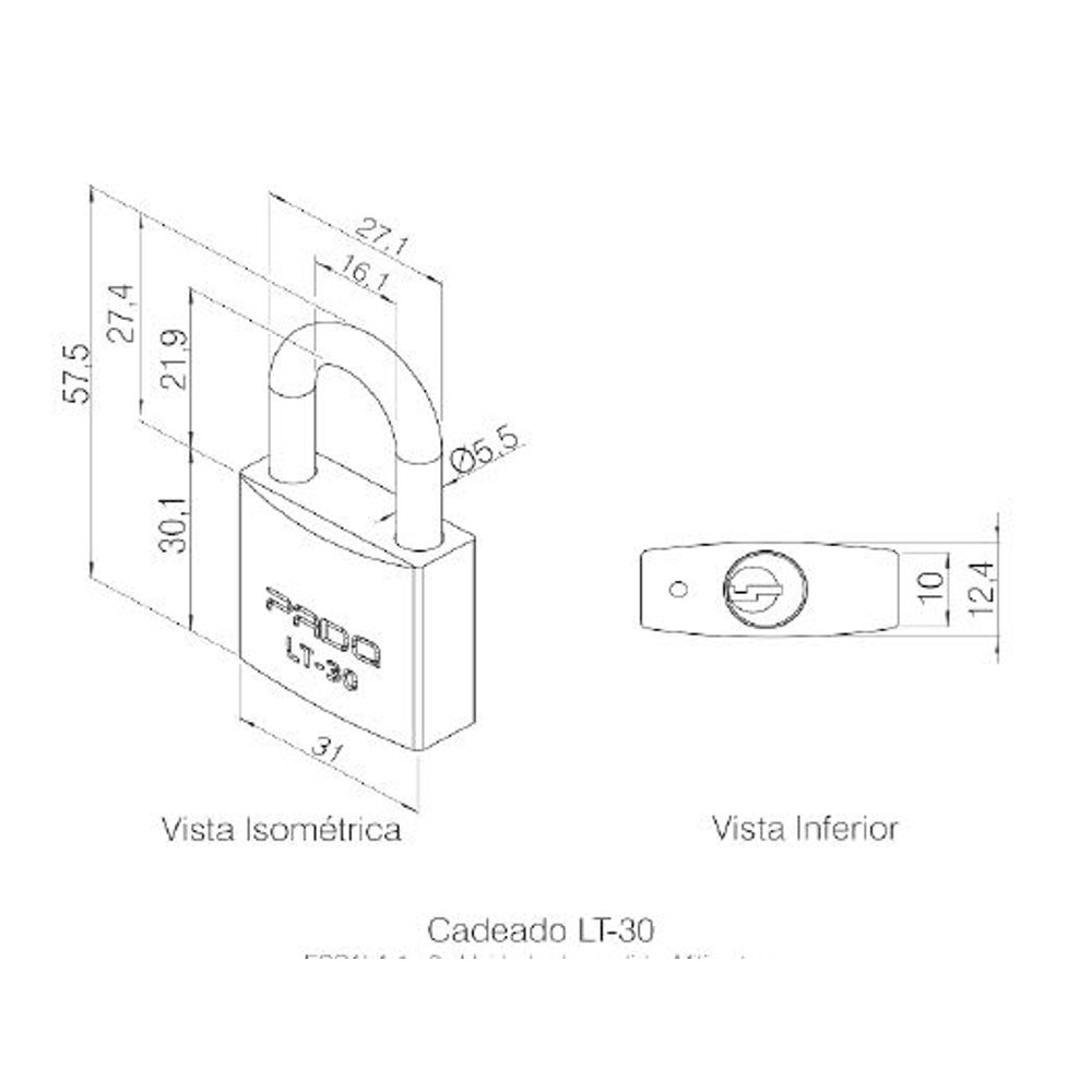 Cadeado Latao Seg Diferente Pado Lt-30 Haste Simples - Net Suprimentos