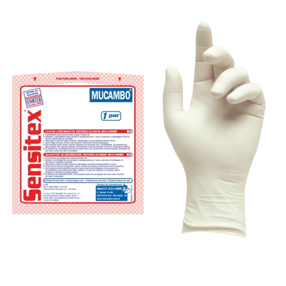 Luva de Látex Descartável Procedimento Cirúrgico Sensitex 106 Mucambo ...