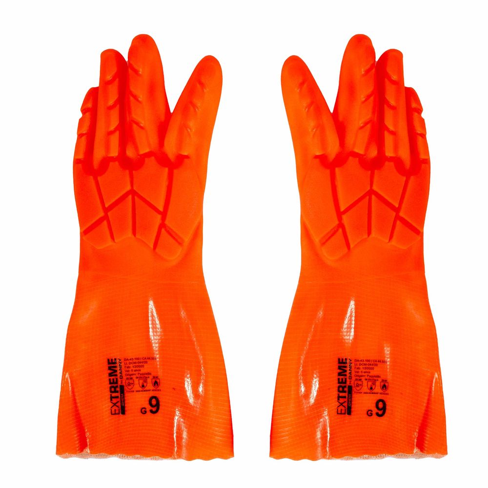 Luva Impacto Nylon Pvc Tpr Danny Extreme Chem Xg/laranja - Net Suprimentos