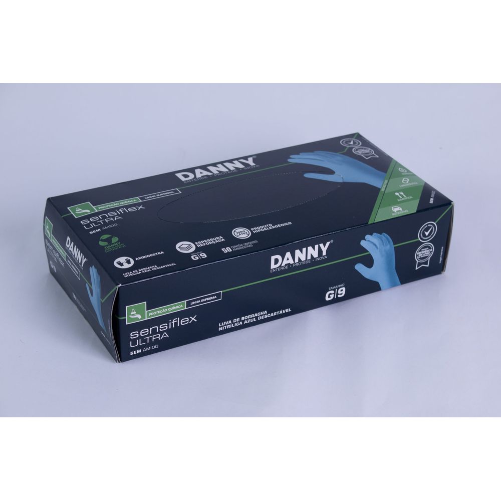 Luva Sensiflex Ultra Azul Danny - Net Suprimentos